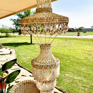 Large Vintage Handmade Cowrie Shell and Puka Shell Chandelier 45" - Etsy