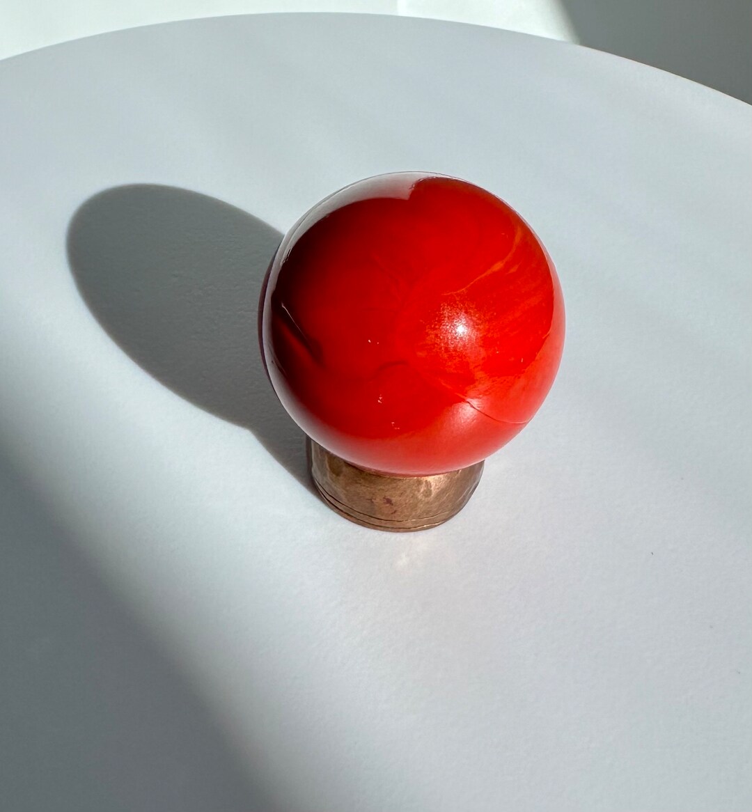 1860-1920 RARE German Transitional Handmade Slag Glass Marble, Red ...