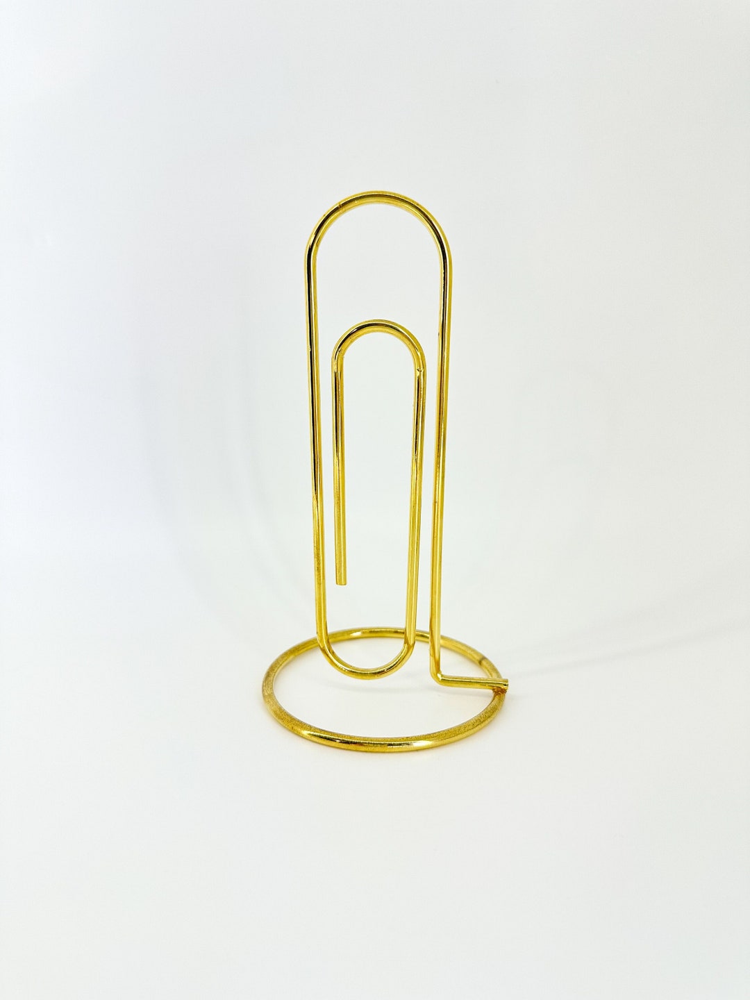 Vintage Mid-century Brass Paperweight Giant Paperclip Display Stand ...