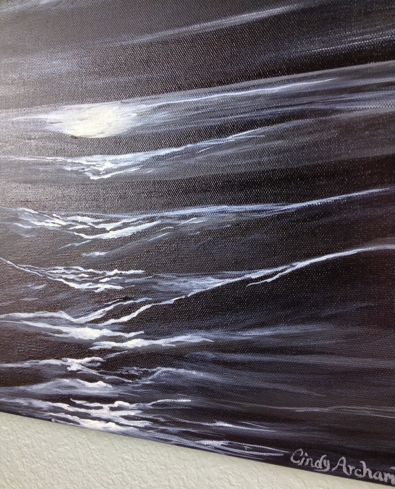 Moonlit Waves, Original Painting on Canvas by Cindy Archambeau - Etsy