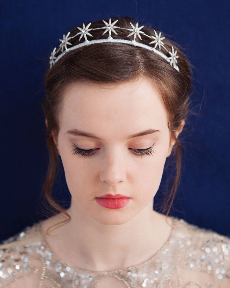 Celestial Star Tiara - Silver or Gold Wedding Headpiece - Bridal Crown ...
