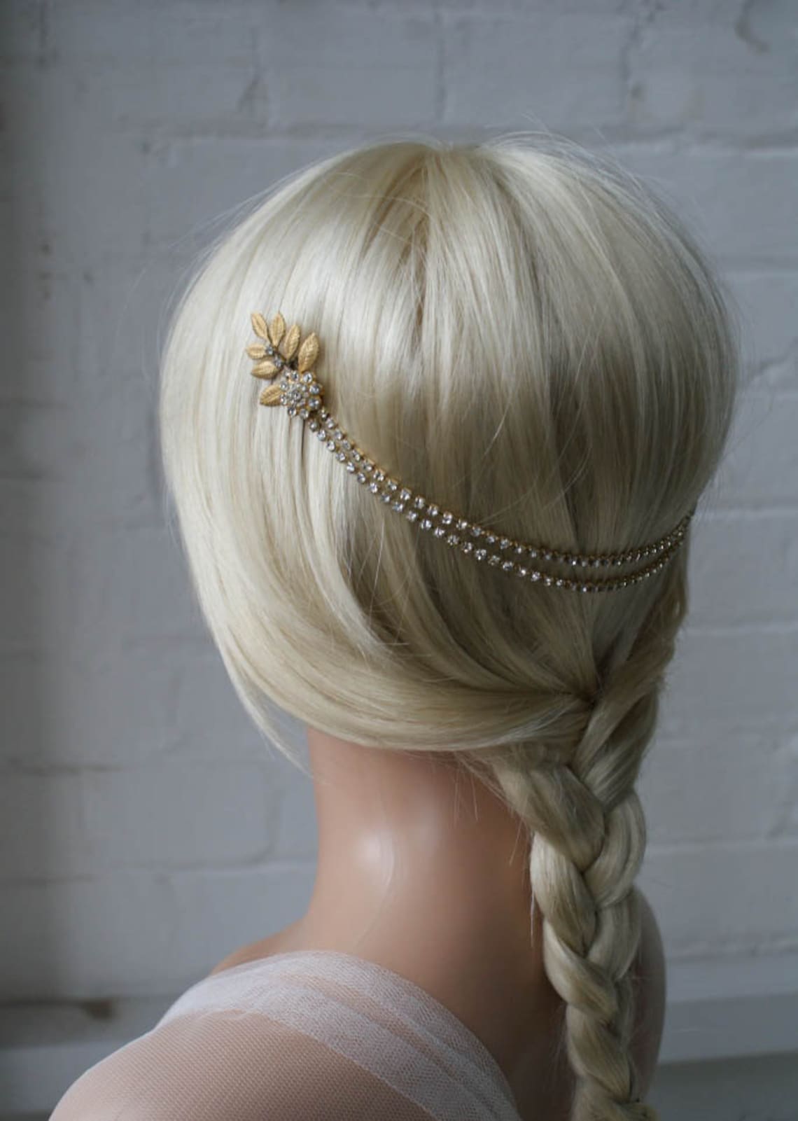 Wedding Headpiece -gold Bridal Hair Accessory -back Head Drape Head ...