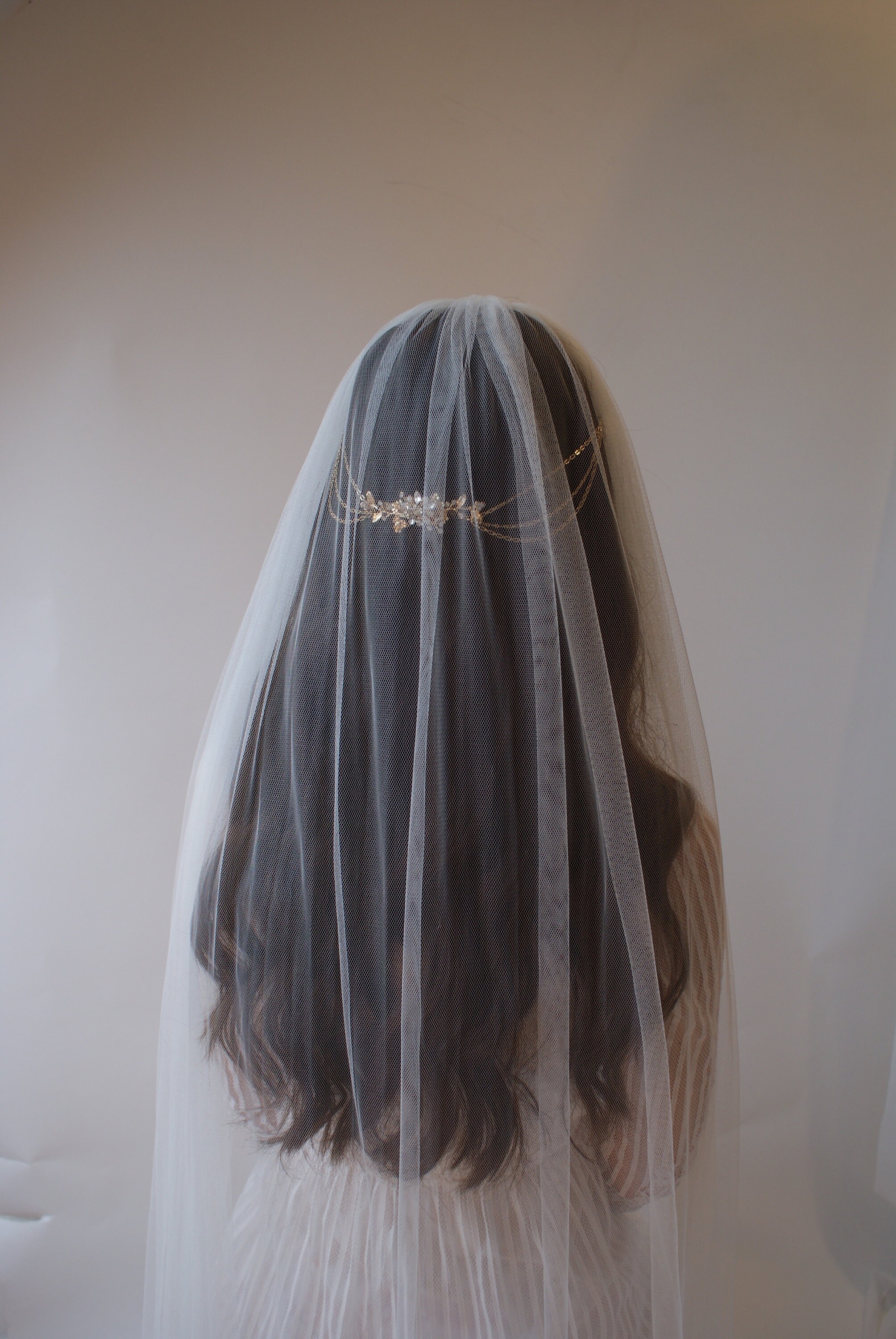 Draped Bridal Headpiece With Pearls and Crystals - Silver Wedding Hair ...