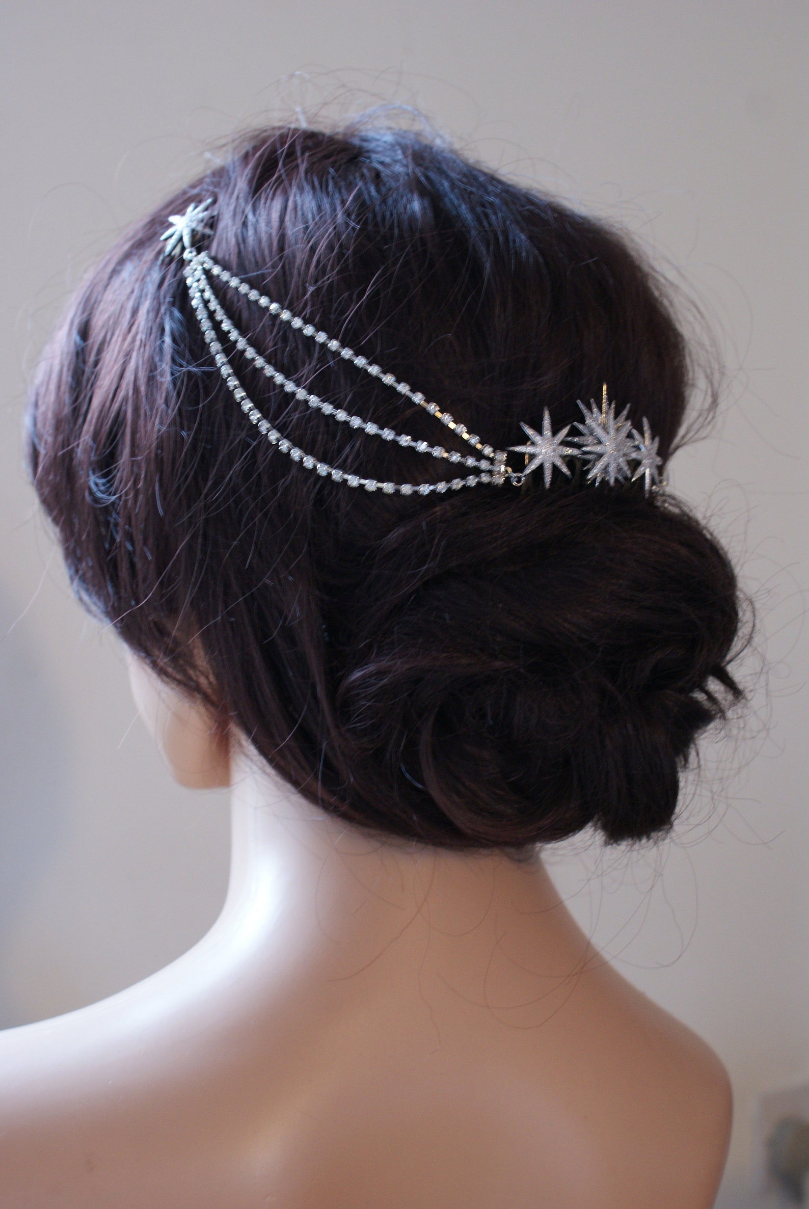 Luxury Star Bridal Headpiece With Crystal Hair Drape Hair Accessory ...
