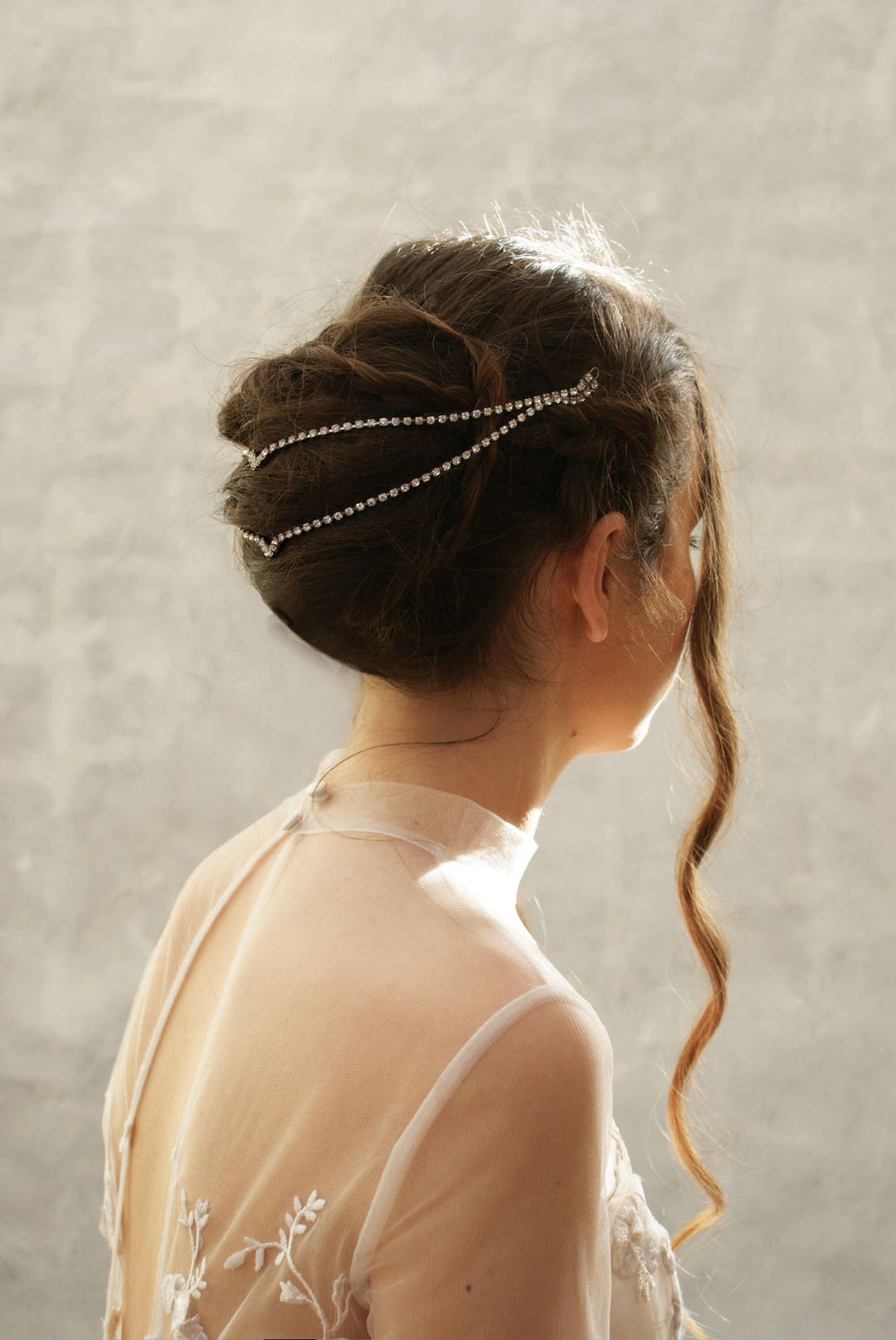 Crystal Chain Headpiece - Hair Drape Bridal Accessory - Art Deco ...