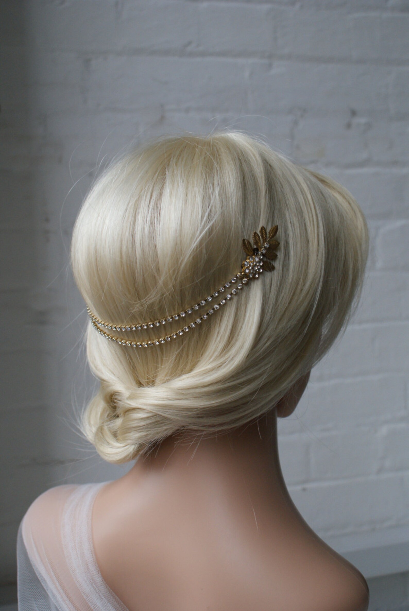 Wedding Headpiece -gold Bridal Hair Accessory -back Head Drape Head ...