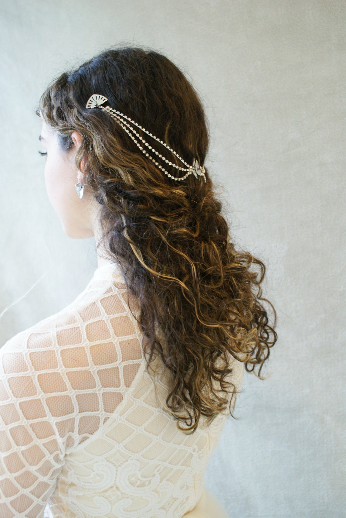 Luxury Hair Drape Modern Bridal Headpiece in Silver or Gold | Etsy