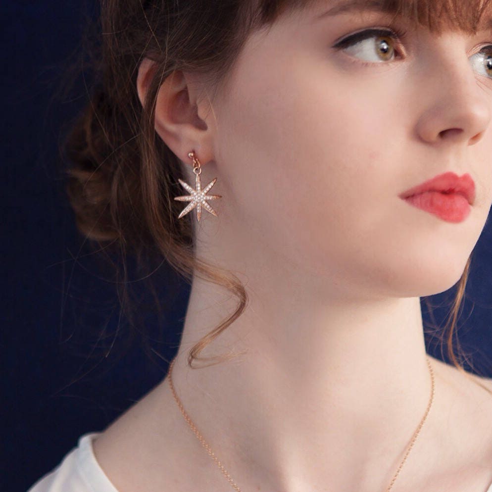 Star Bridal Earrings Gold Silver or Rose Gold Wedding | Etsy