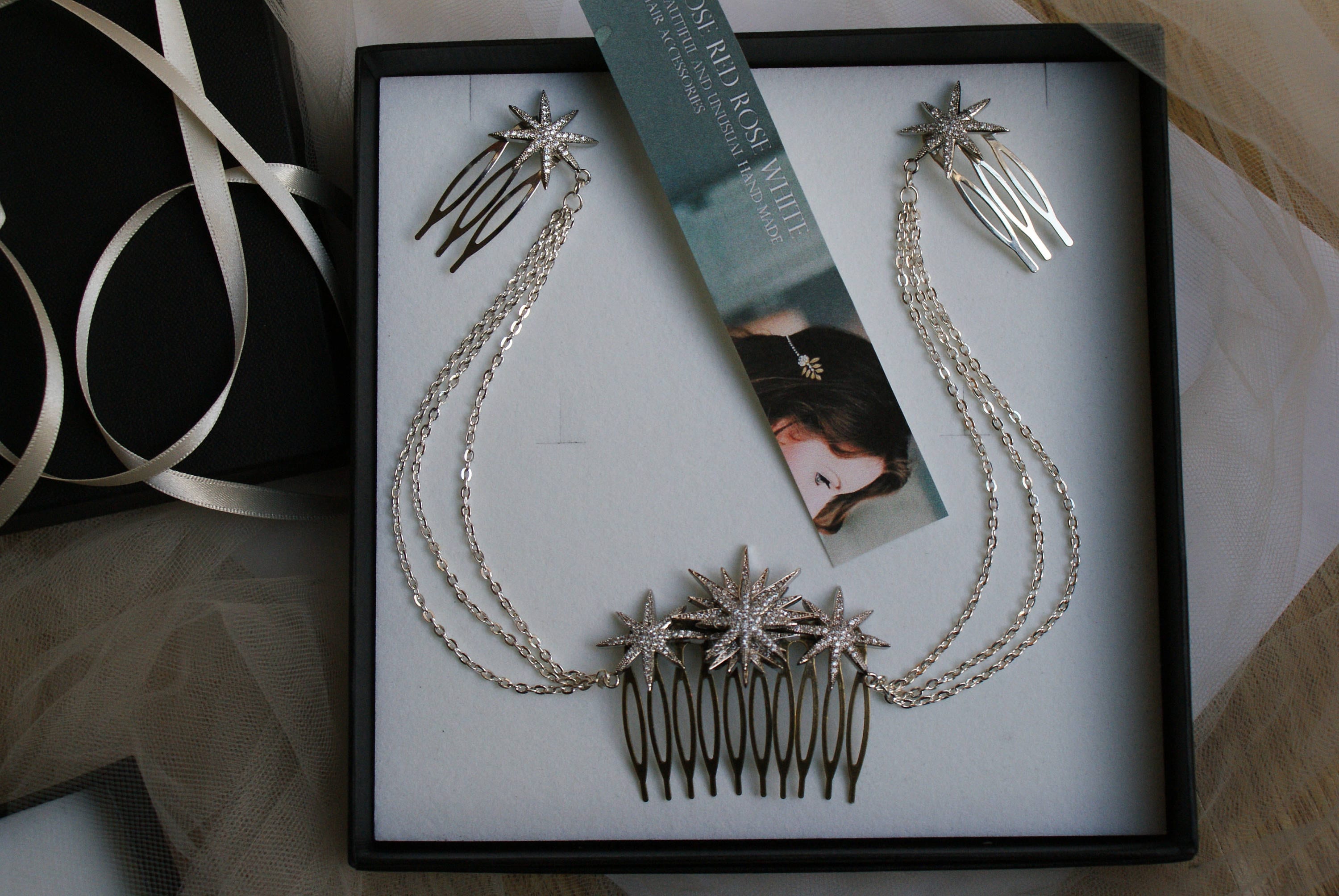 Star Bridal Headpiece Wedding Hair Drape Celestial Hair | Etsy UK