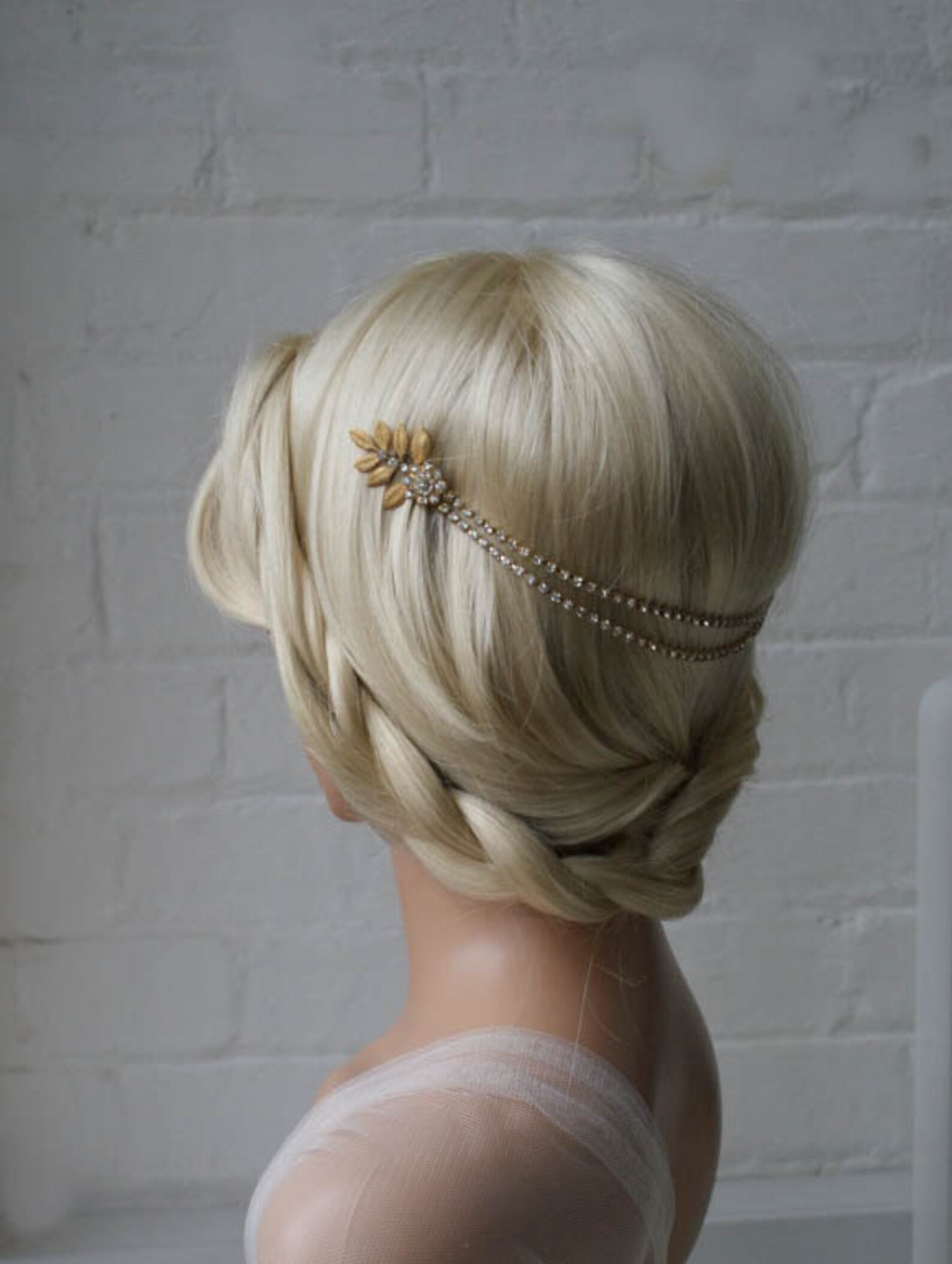 Wedding Headpiece -gold Bridal Hair Accessory -back Head Drape Head ...