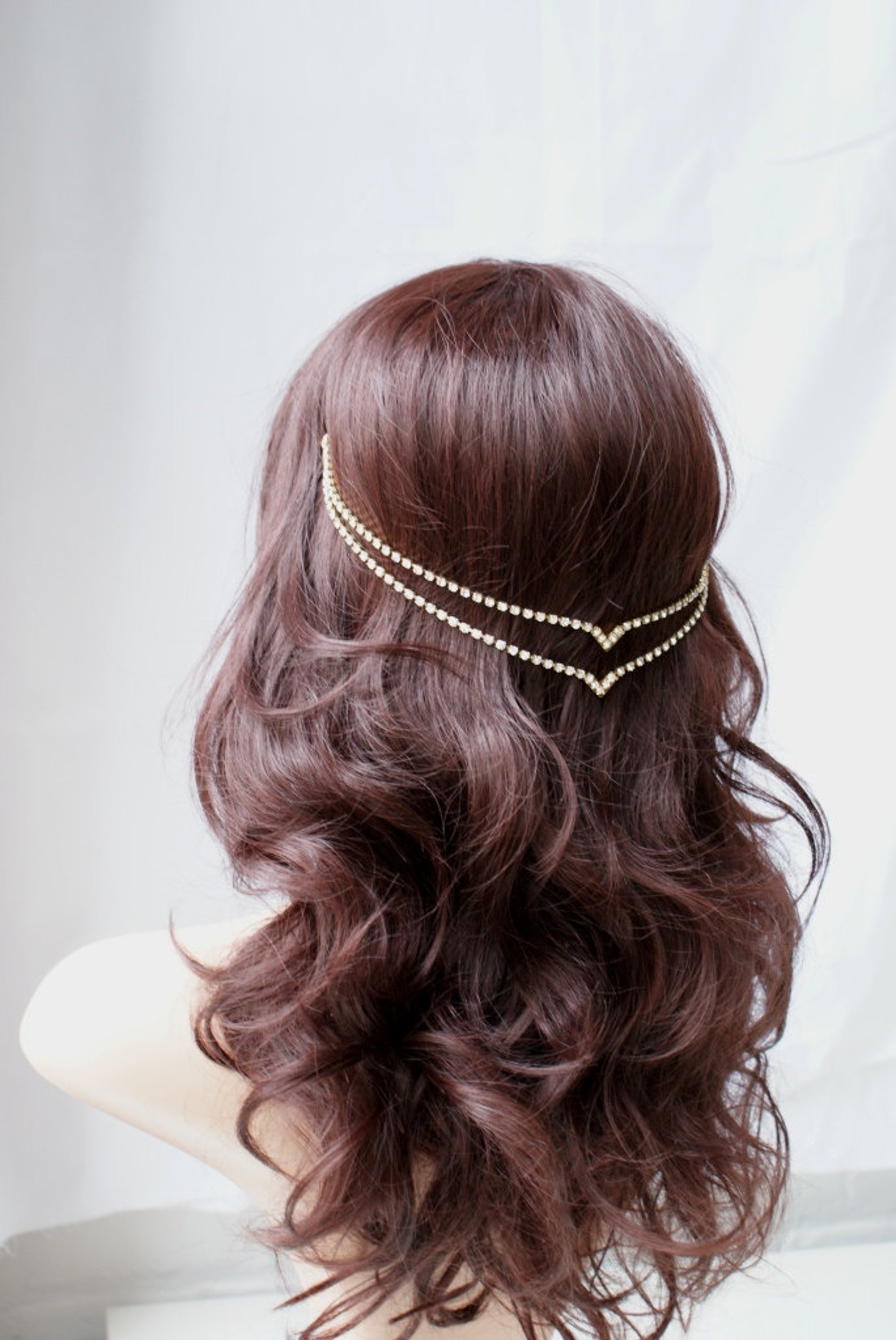 Gold Wedding Headpiece Bridal Accessory Hair Chain Crystal | Etsy