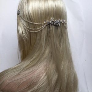Draped Bridal Headpiece With Pearls and Crystals - Silver Wedding Hair ...