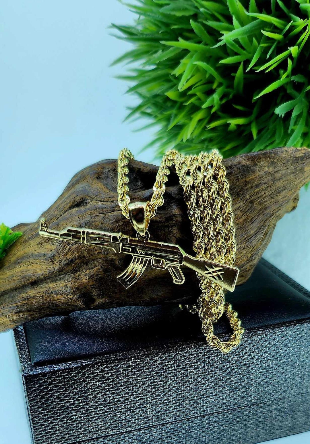 AK-47 Necklace Set in 14k Gold - Etsy