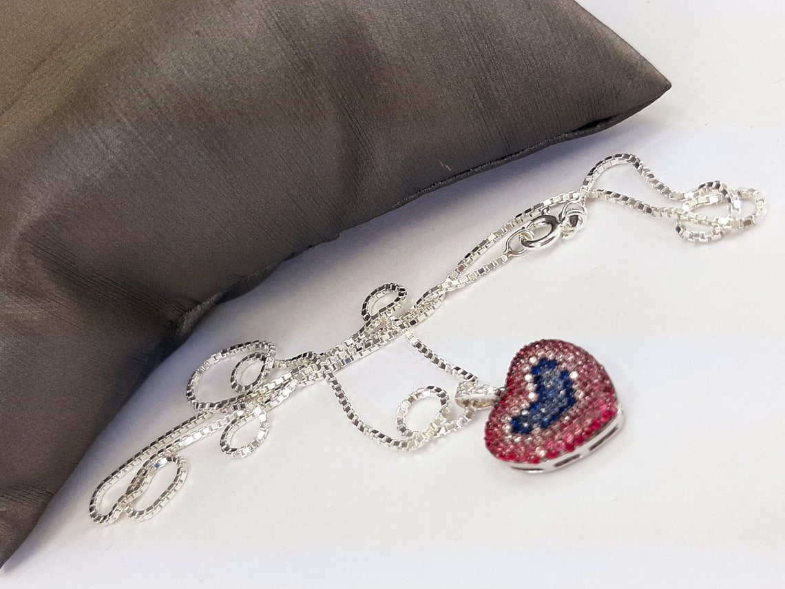 Colorful Silver Heart in 925 Fine Silver - Etsy