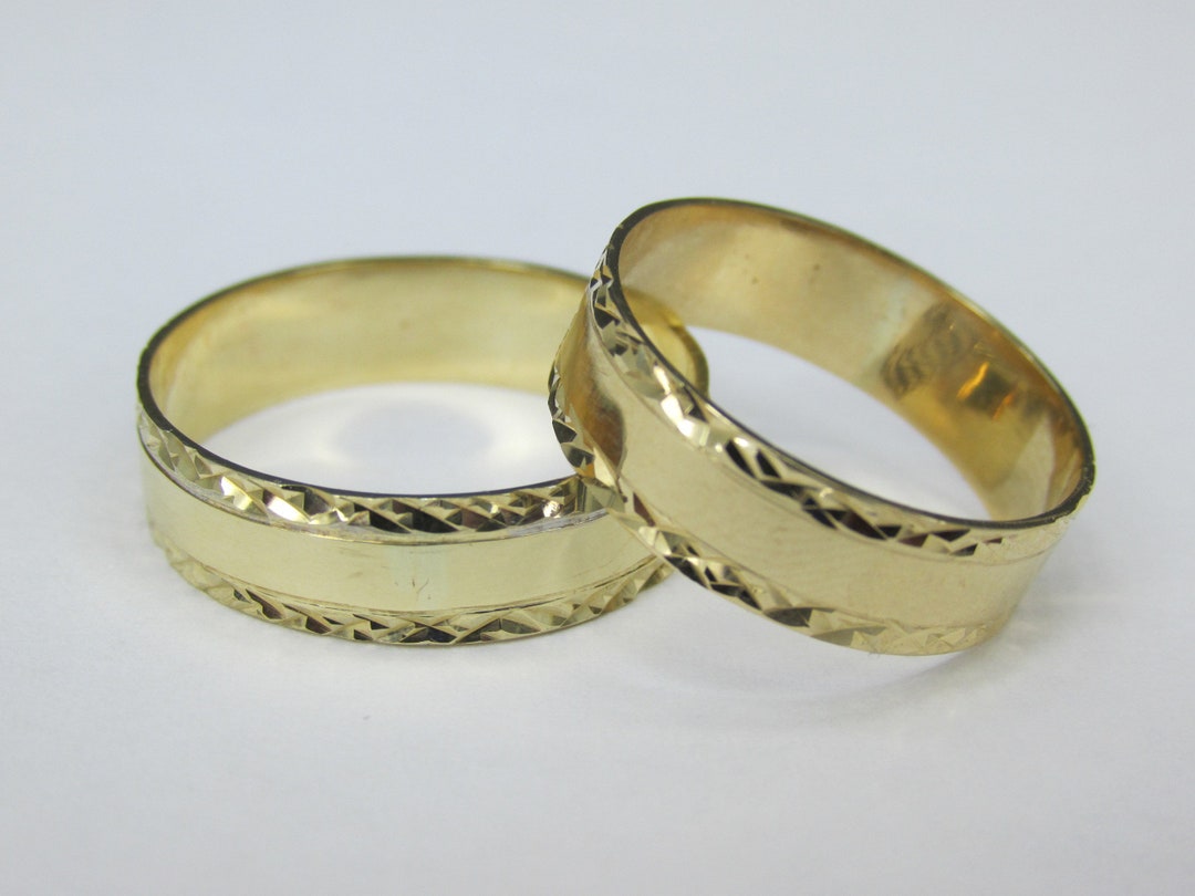 Bandas De Matrimonio En Oro De 14K .. Set of 2 Wedding Bands in 14k ...