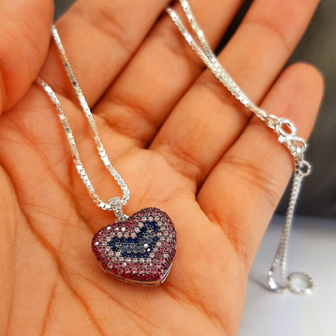 Colorful Silver Heart in 925 Fine Silver - Etsy