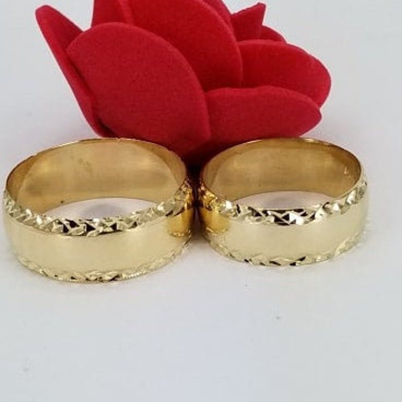 Bandas de matrimonio en Oro de 14K... 14k gold set of 2 | Etsy