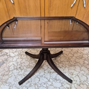 Mahogany Side Table With Glass Top - Etsy