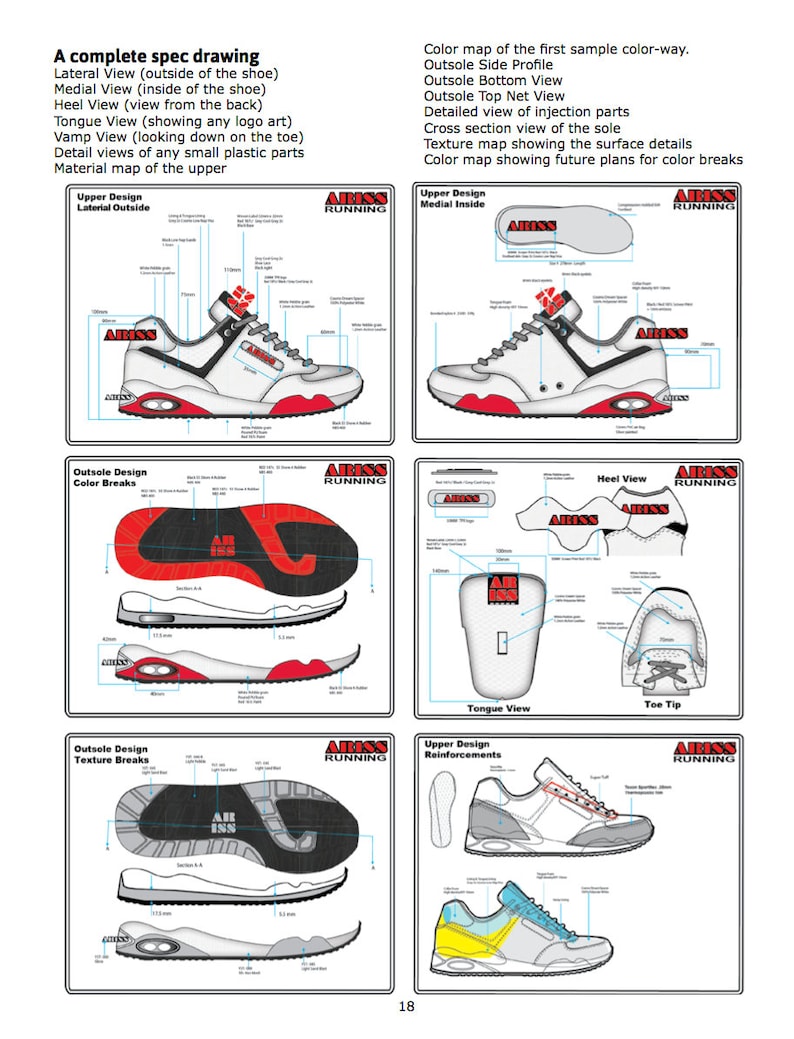 Complete Shoe Specification Drawing - Etsy