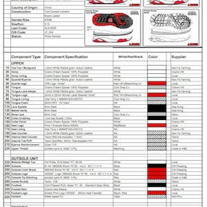 Complete Shoe Specification Drawing - Etsy