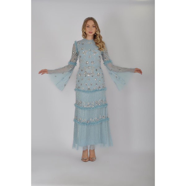 Ice Blue Maxi Dress - Etsy