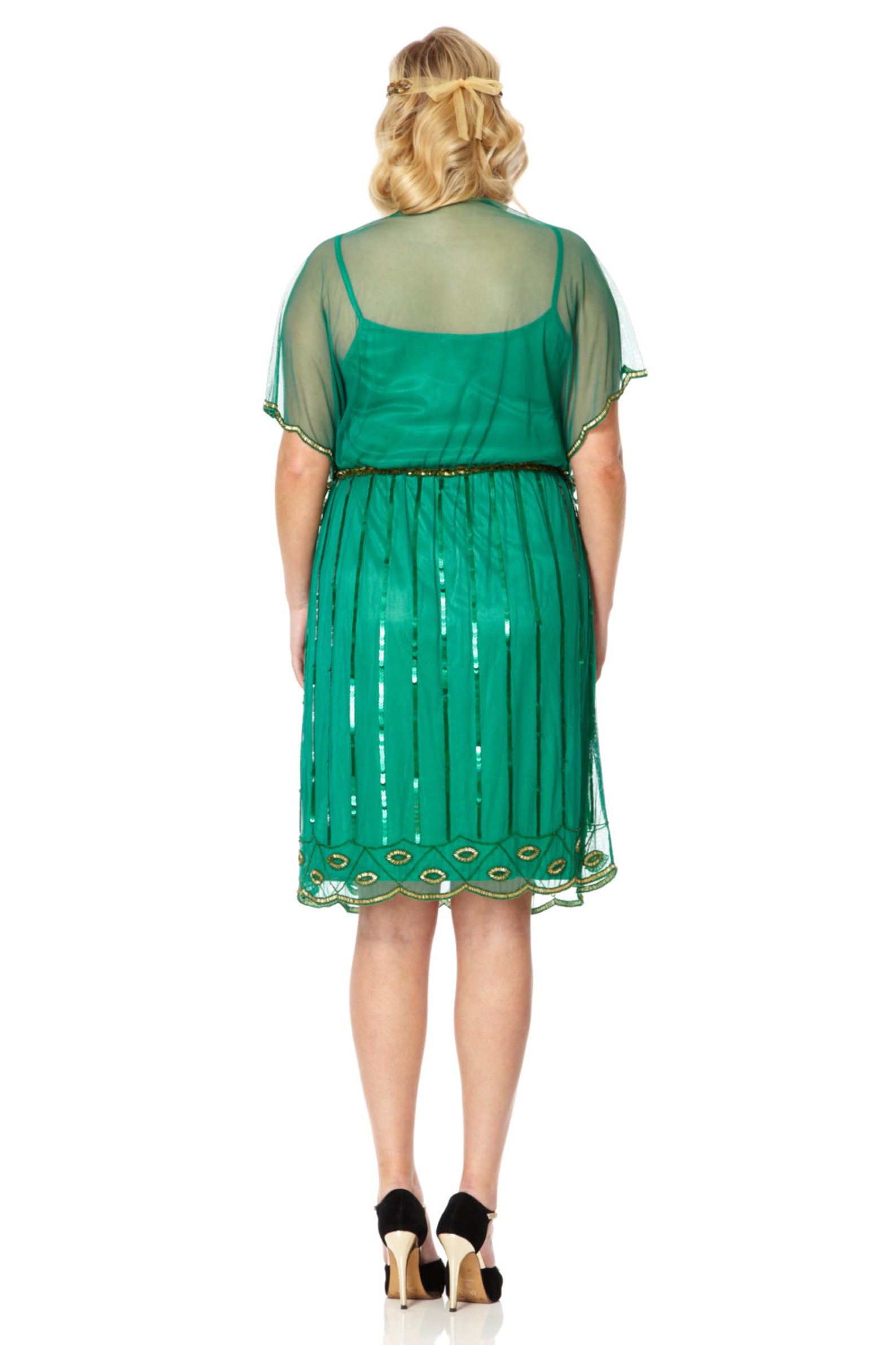Plus Size Angel Sleeve Emerald Green 20s Flapper Great Gatsby - Etsy UK