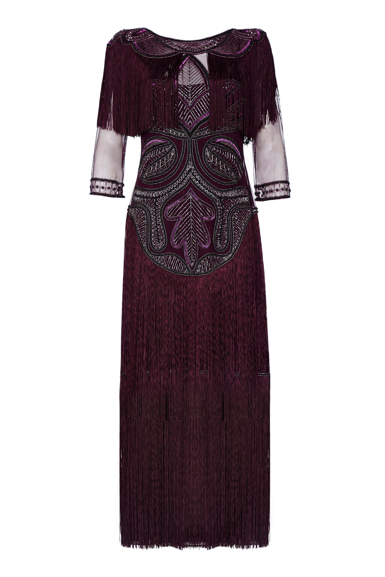 Plus Size Glam Gown Plum Prom Maxi Dress With Sleeves 20s - Etsy