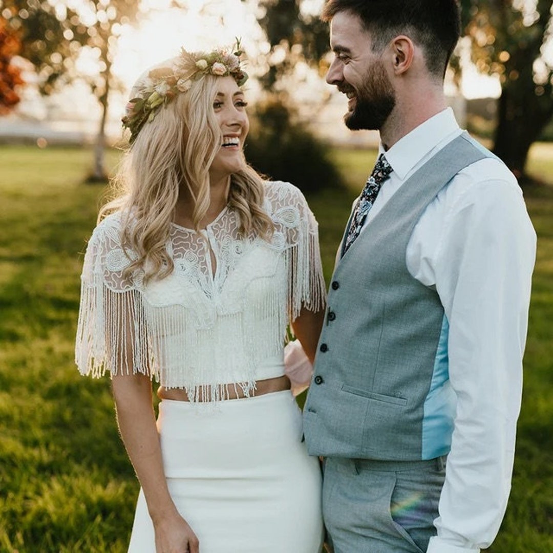 Cape embellie Suzi en blanc années 20 inspirée Flapper Wedding Prom ...