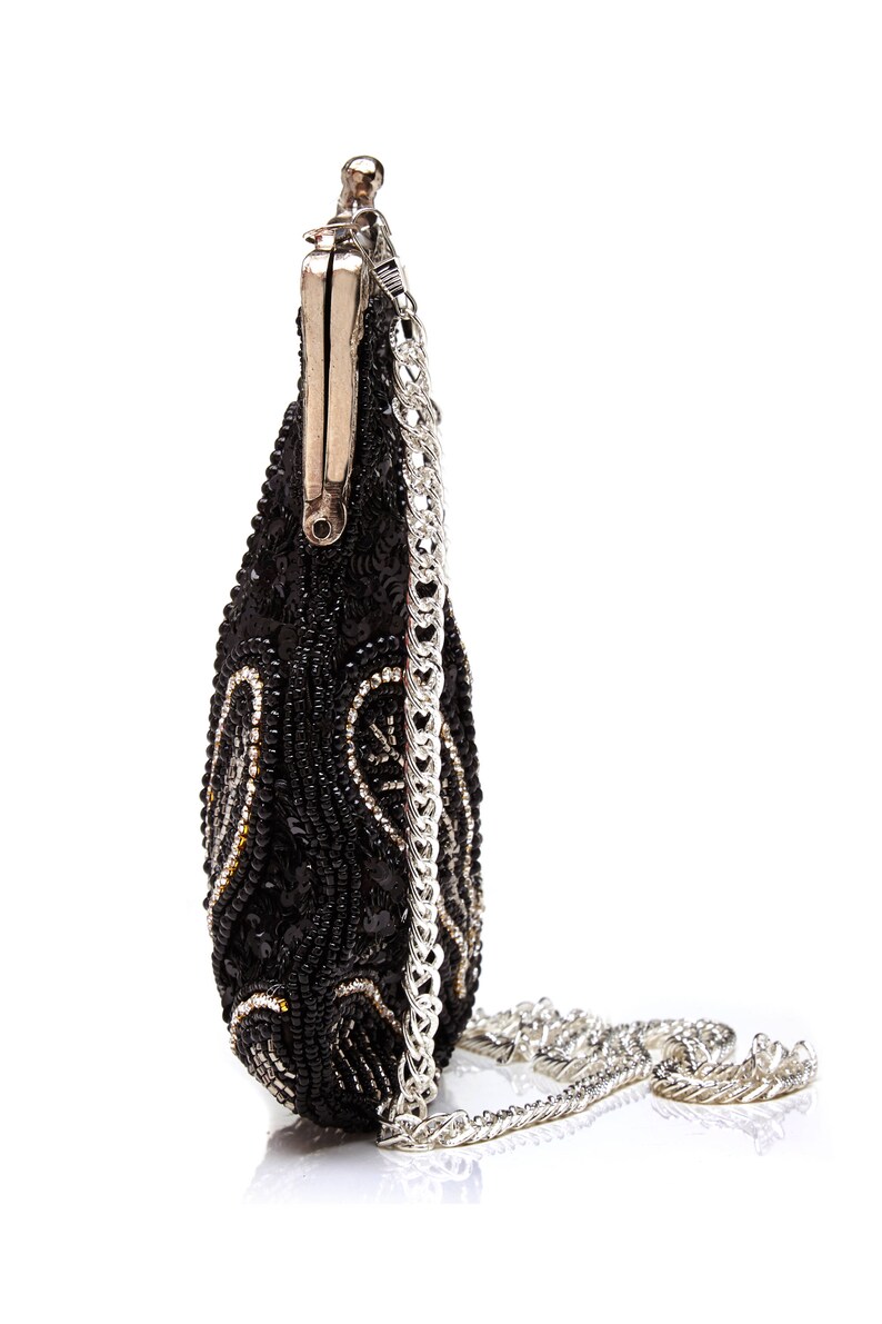 Vintage Inspired Formal Prom Hand Bag Dollie Black Silver Hand - Etsy