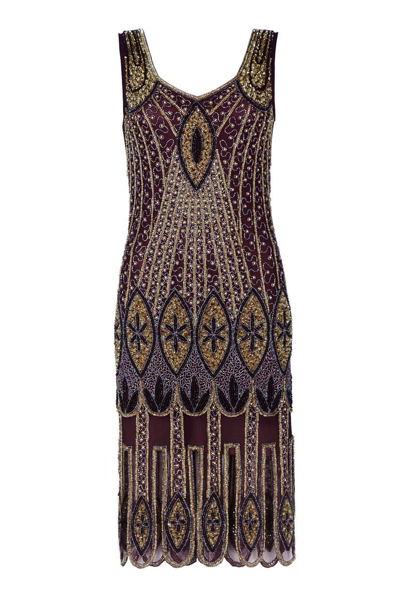 US20 UK24 AUS24 EU52 Molly Purple Plum Plus Size Flapper Dress 20s ...