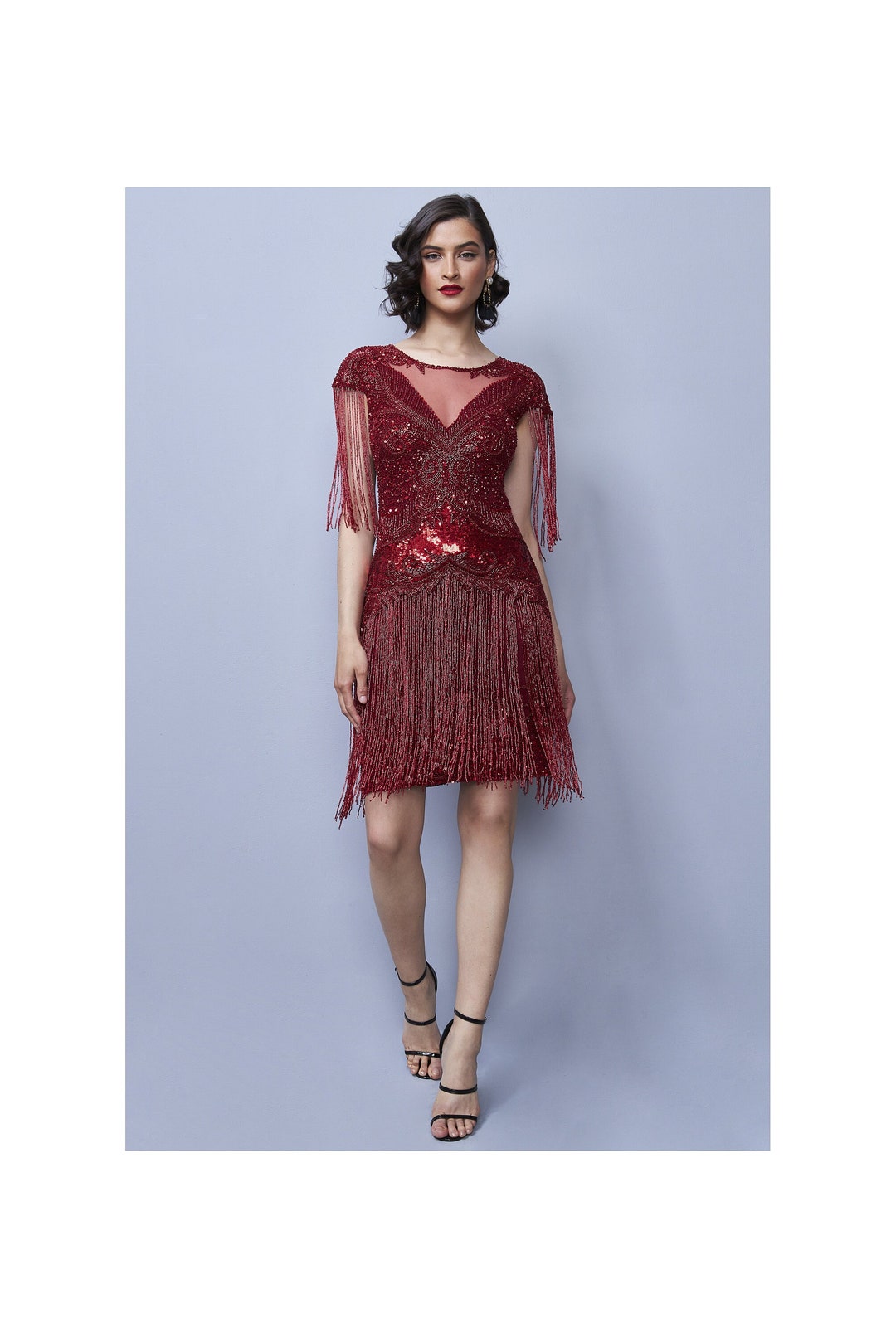 Sybil Red Fringe Dress Jazz Age 1920s Vintage Inspired Great Gatsby Art ...