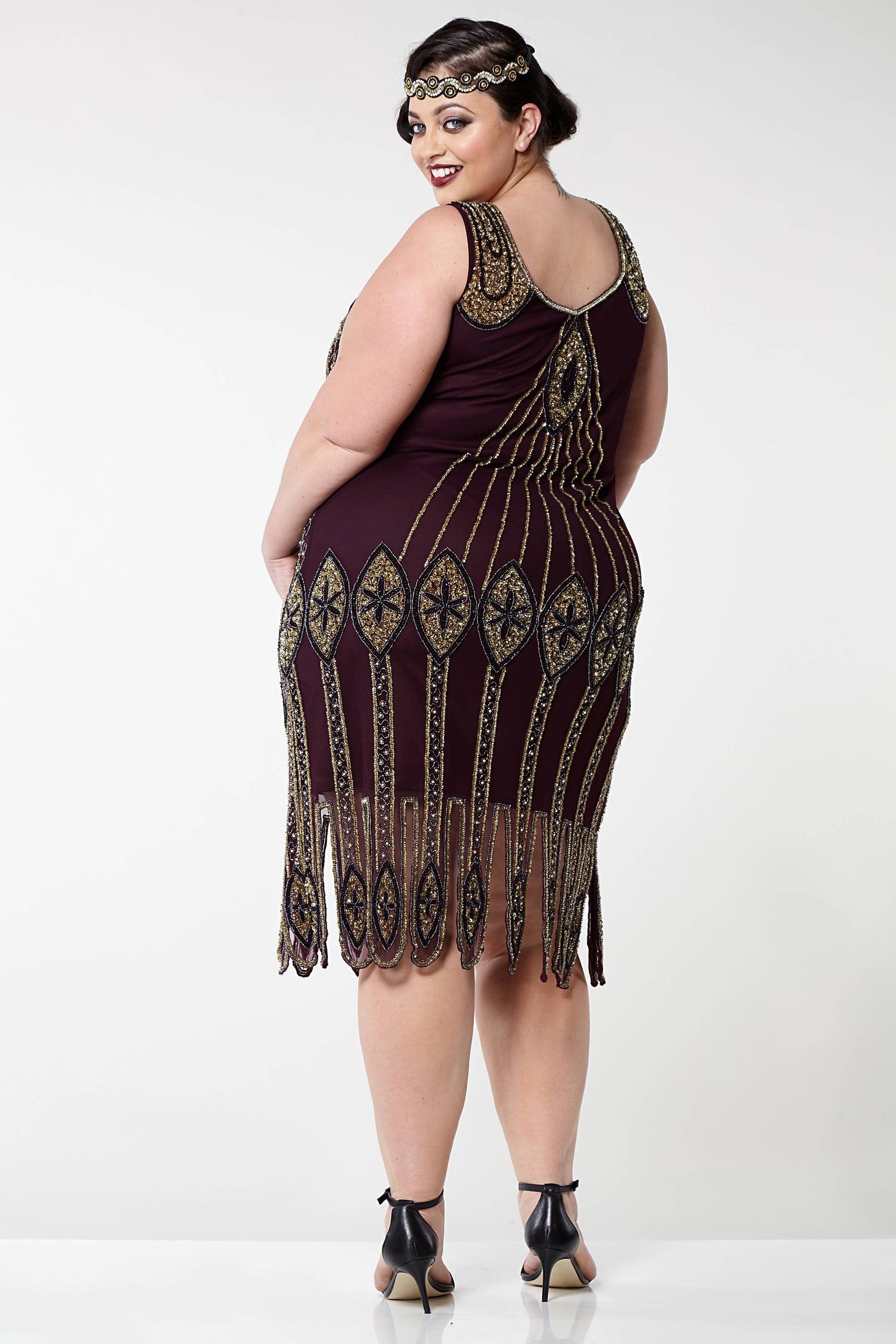 US20 UK24 AUS24 EU52 Molly Purple Plum Plus Size Flapper Dress 20s ...