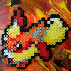 Flareon Pokemon Perler on Acrylic Pour Painting - Etsy