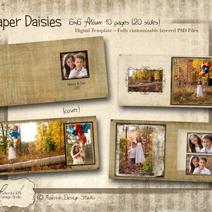 6x6 Album Template for Photographers - Paper Daisies Album - Etsy