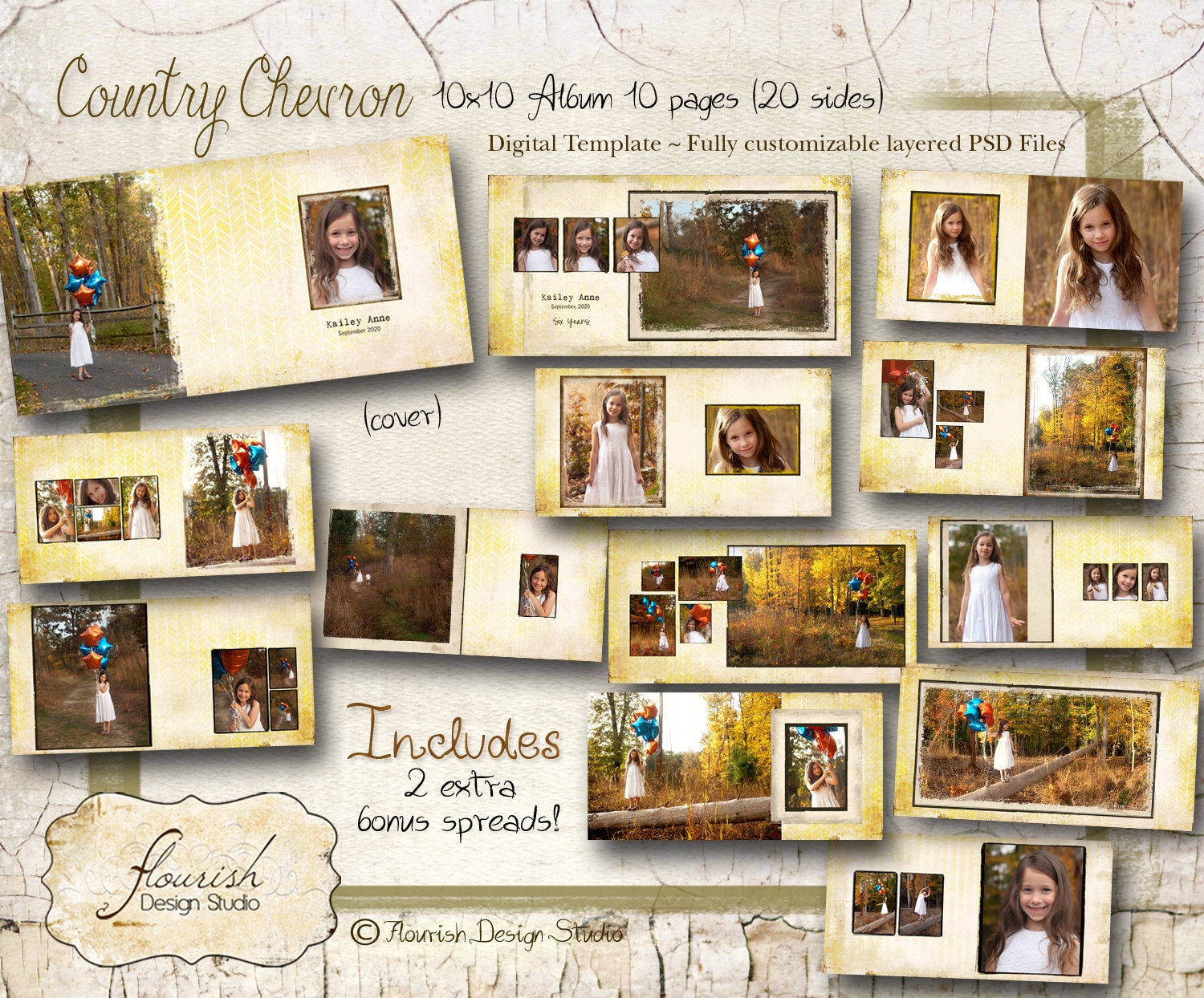10x10 Album Template for Photographers - Country Chevron Album - Etsy