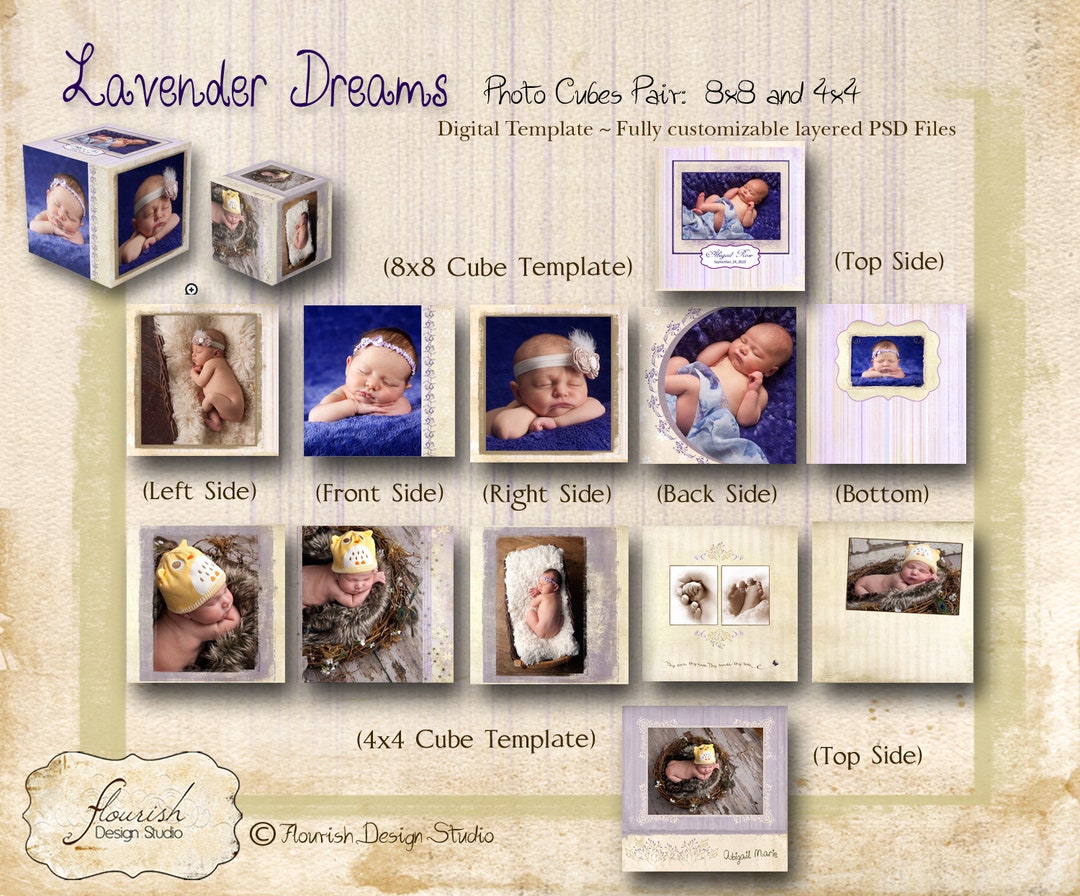 Photo Cube Templates for Photographers - Lavender Dreams Photo Cube ...