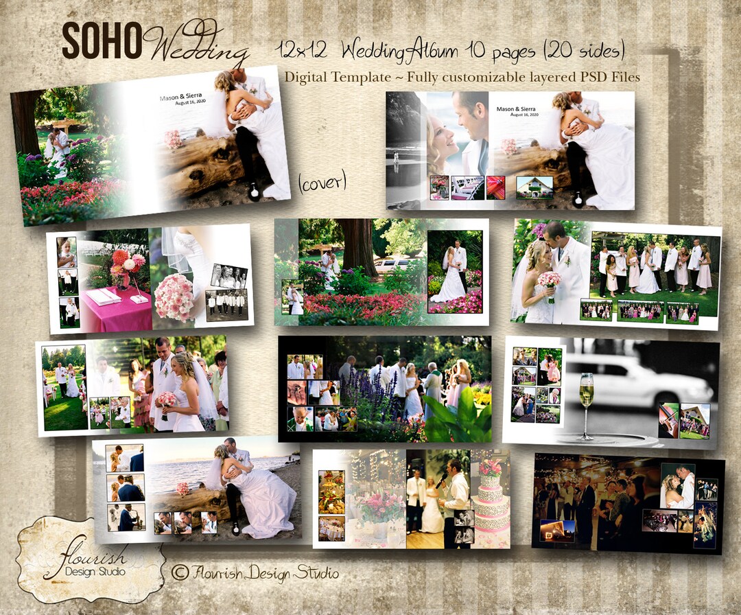 12x12 Album Template for Photographers - Soho Wedding Album - Etsy