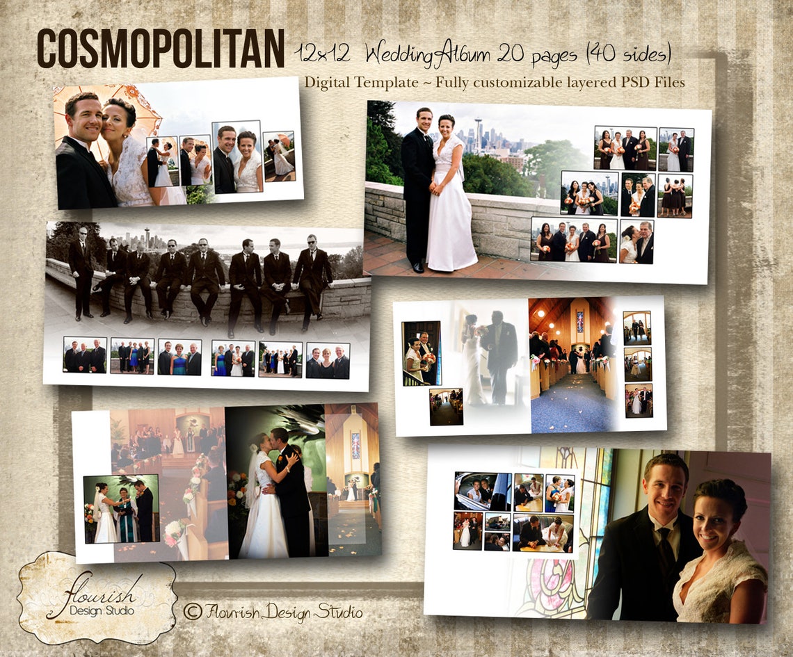12x12 Album Template for Photographers - Cosmopolitan Wedding Album - Etsy