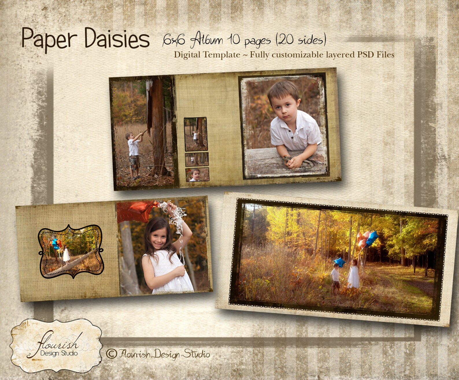 6x6 Album Template for Photographers - Paper Daisies Album - Etsy