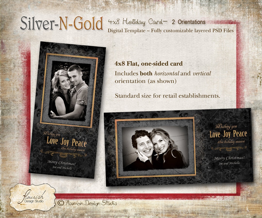 INSTANT DOWNLOAD - 4x8 Christmas Card Photoshop Slimline Template ...