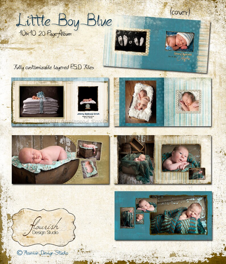 10x10 Baby Album Template for Photographers - Little Boy Blue Album - Etsy