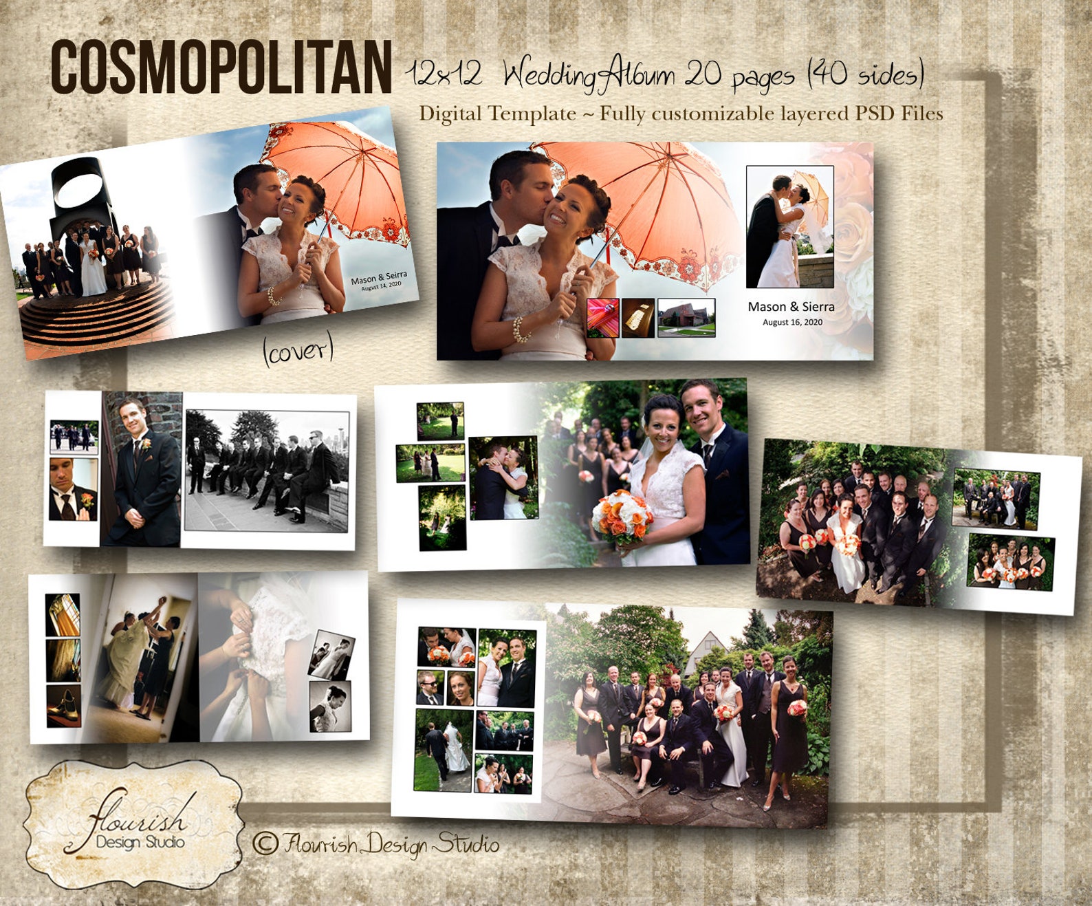 12x12 Album Template for Photographers - Cosmopolitan Wedding Album - Etsy
