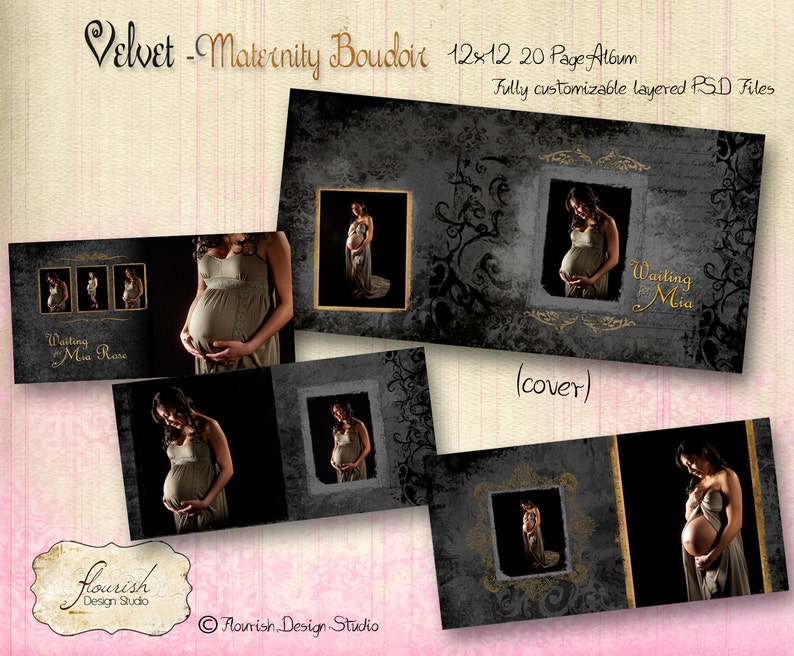 12x12 Layflat Maternity Boudoir Album Template for Photographers ...