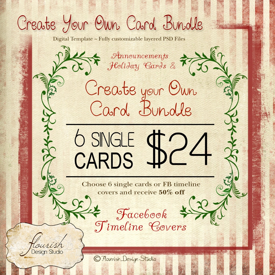 Custom Cards Bundle - 6 Cards - Special Templates Promo - Etsy