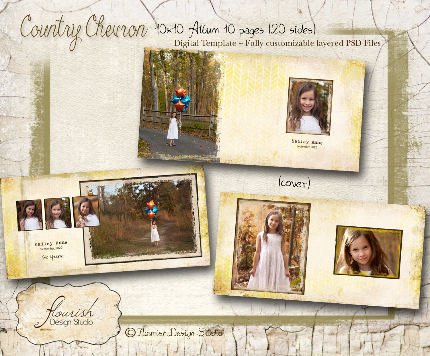 10x10 Album Template for Photographers - Country Chevron Album - Etsy