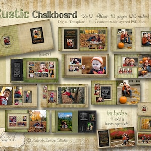 12x12 Layflat Rustic Country Album Template for Photographers - Rustic ...