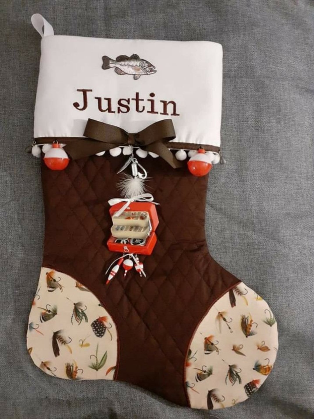 Personalized Fishing Themed Christmas Stocking - Etsy