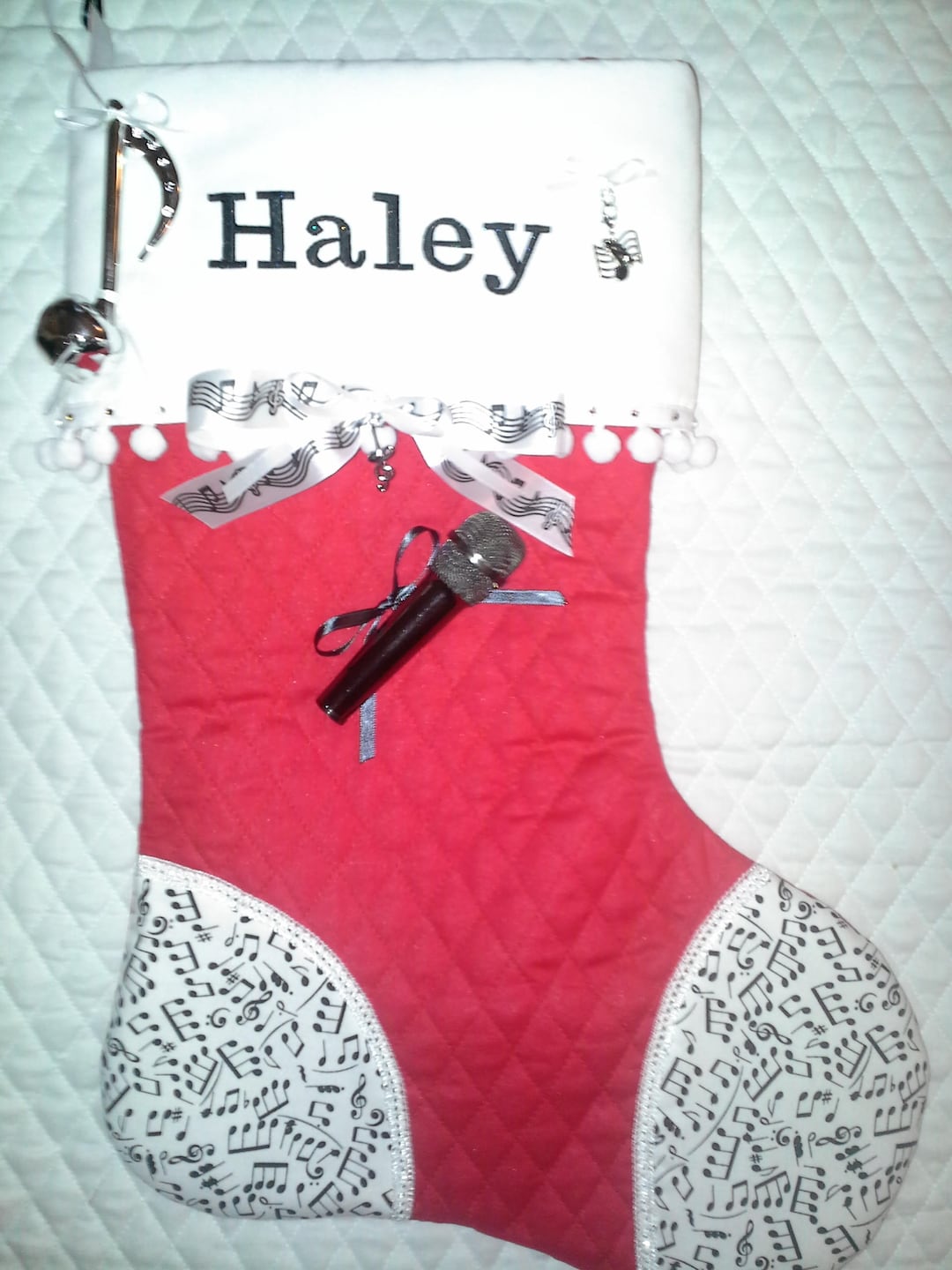 Music Theme Christmas Stocking Embroidered With Name and Comes With ...