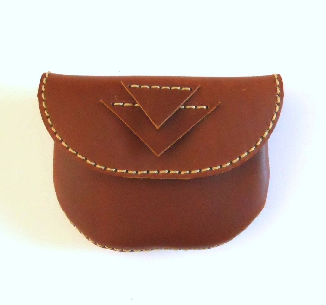 LEATHER POUCH / Handmade Calfskin Pouch Sewed With Beige Waxed Thread ...