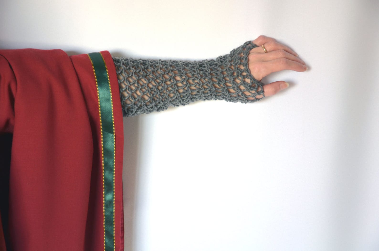 Chain Mail Sleeves, Hand Knitted Faux Maille Fingerless Gloves, for ...